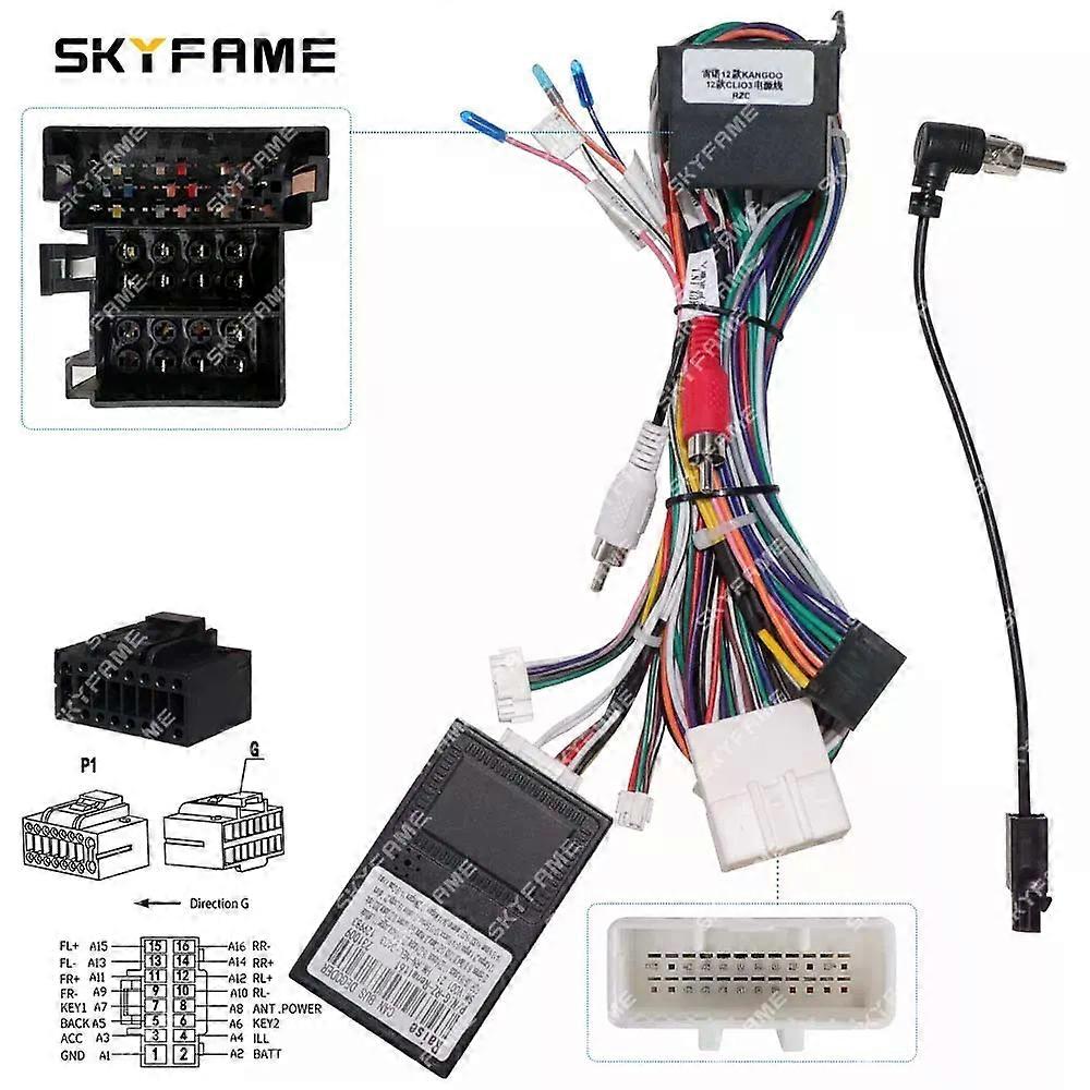 Applies to 16Pin Car Wiring Harness Adapter Canbus Box Decoder Android Power Cable For Renault ...