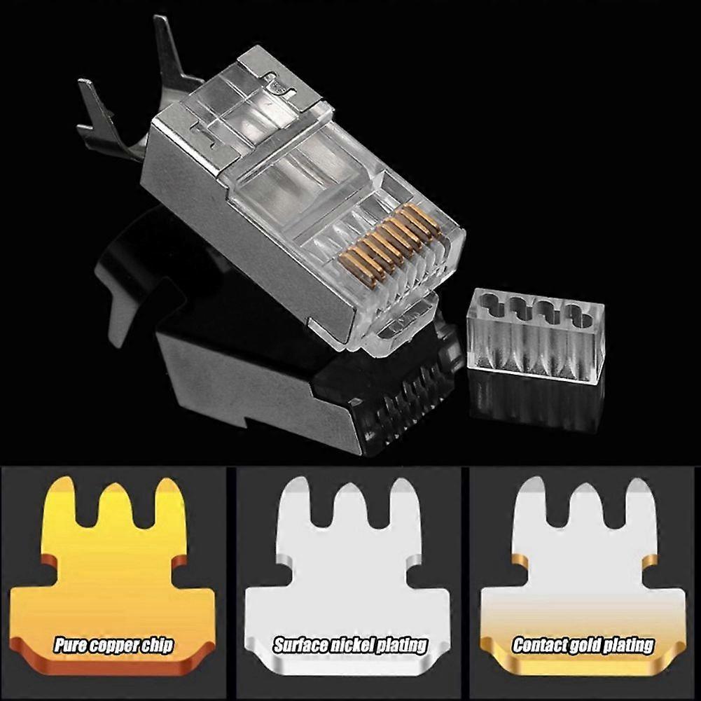 20pcs CAT7 Metal Shielded RJ45 Connector Ethernet Cable Plug CAT 7 ...