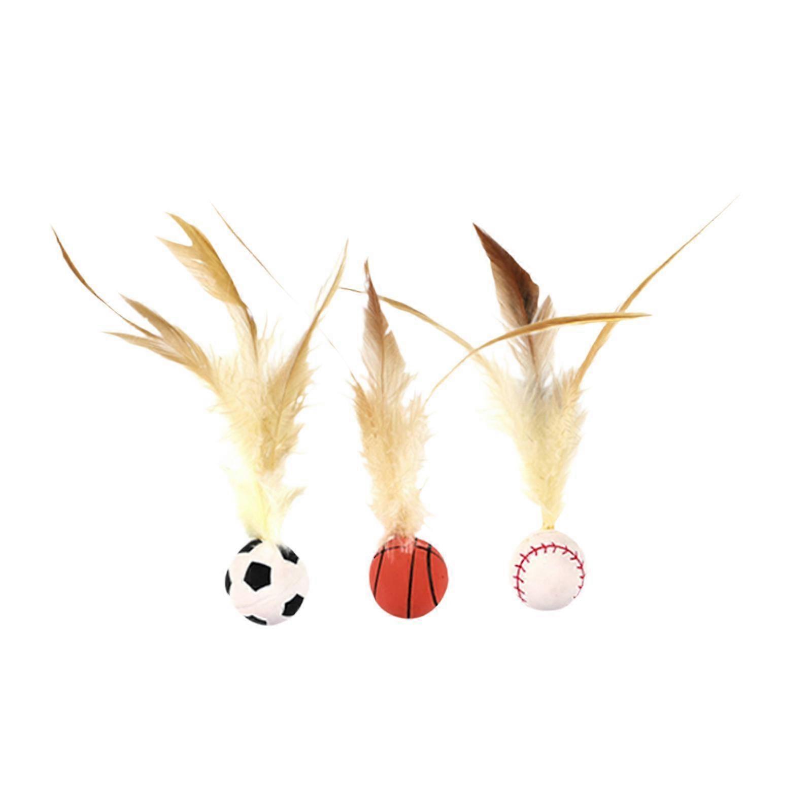 Cat Feather Ball Toy Portable Interactive Cats Ball Toy for Indoor Cats ...
