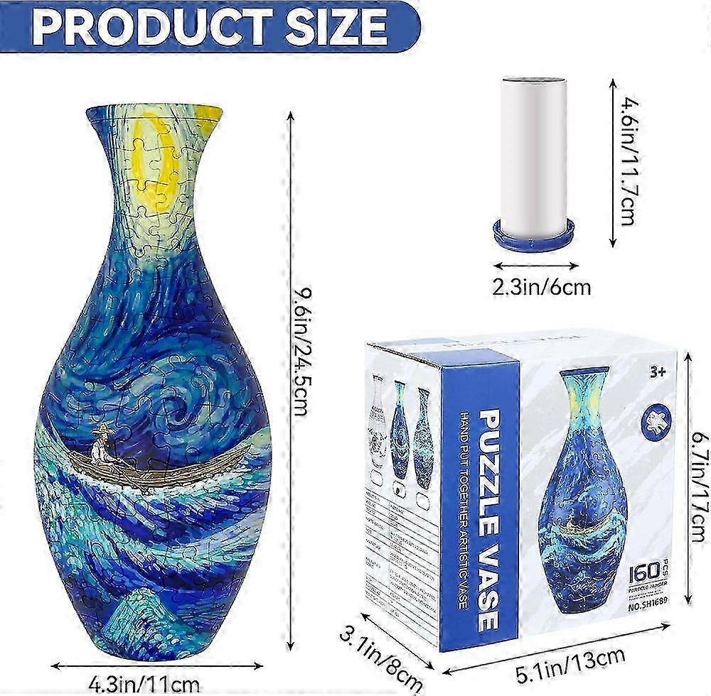 2025 3D Unique Puzzle Vase Porcelain Theme Puzzle 160Pcs DIY Jigsaw ...