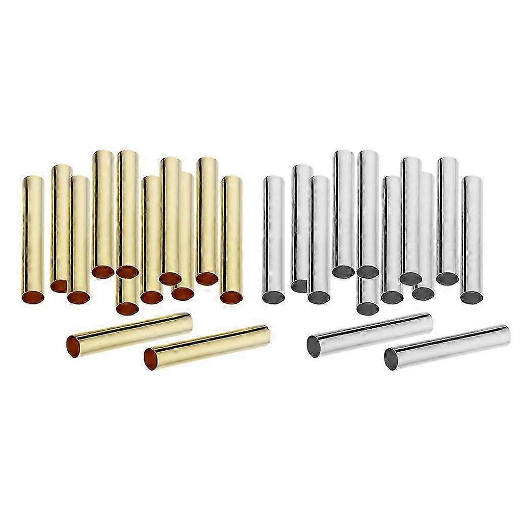 100Pcs Copper Straight Smooth Long Tube Beads 30mm, 4mm Golden | Fruugo UK