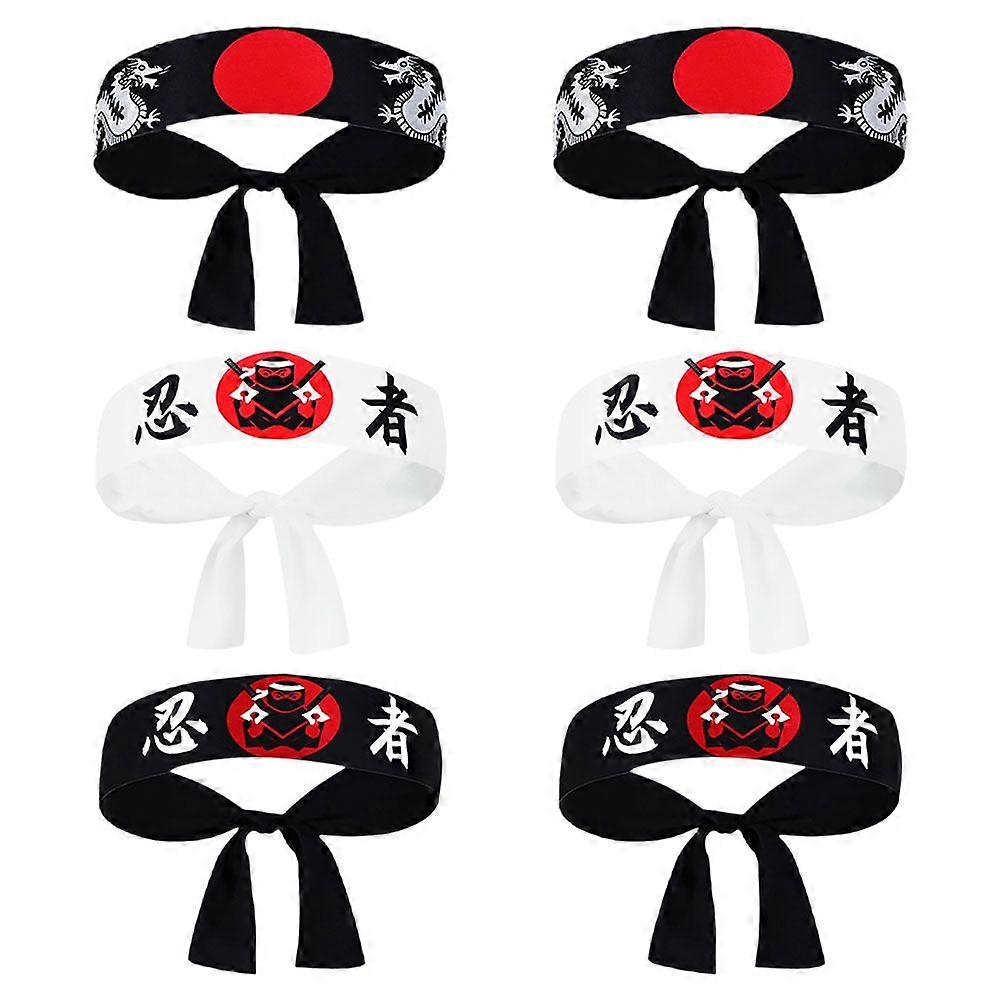 6pcs Ninja Headband Japanese Hachimaki Headband For Karate Sushi ...