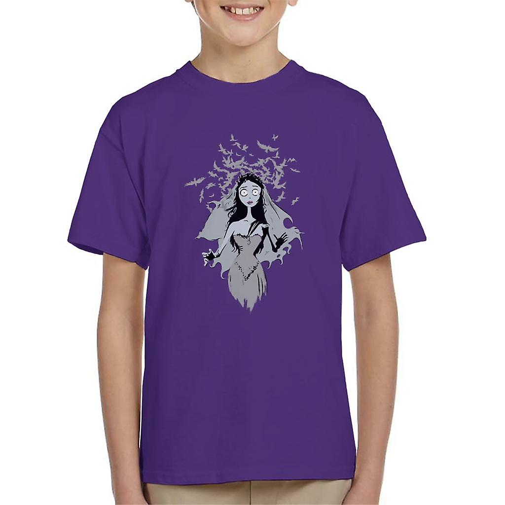 Corpse Bride Emily Surrounded By Bird Silhouettes Kid's T-Shirt | Fruugo US