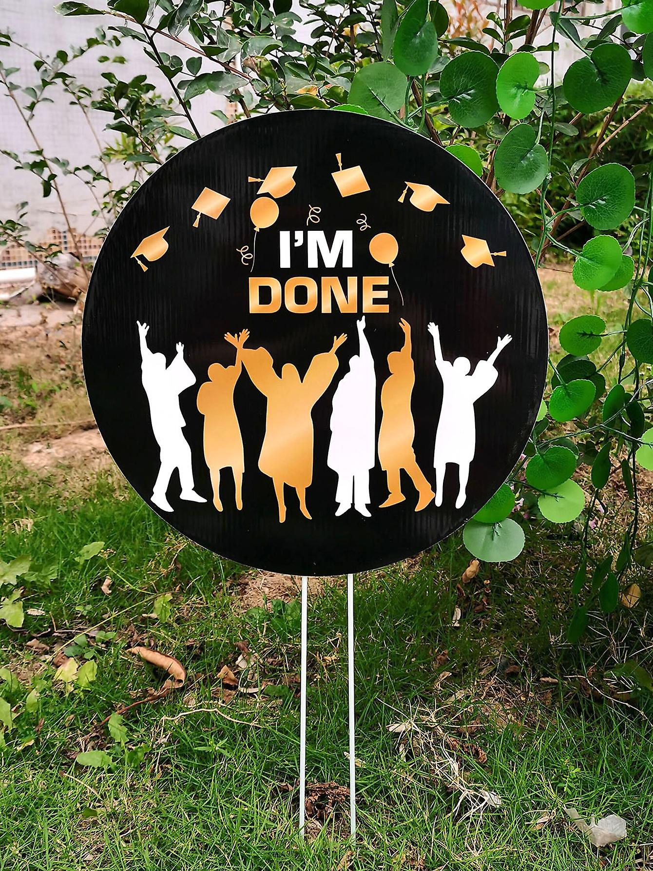 Graduation Yard Ground Insert Signs With Stakes Golden Congrats Grad ...