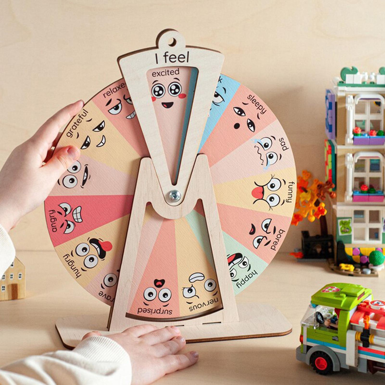Wooden Feelings Wheel Emotion Regulation Spinner Kids Social Emotional ...