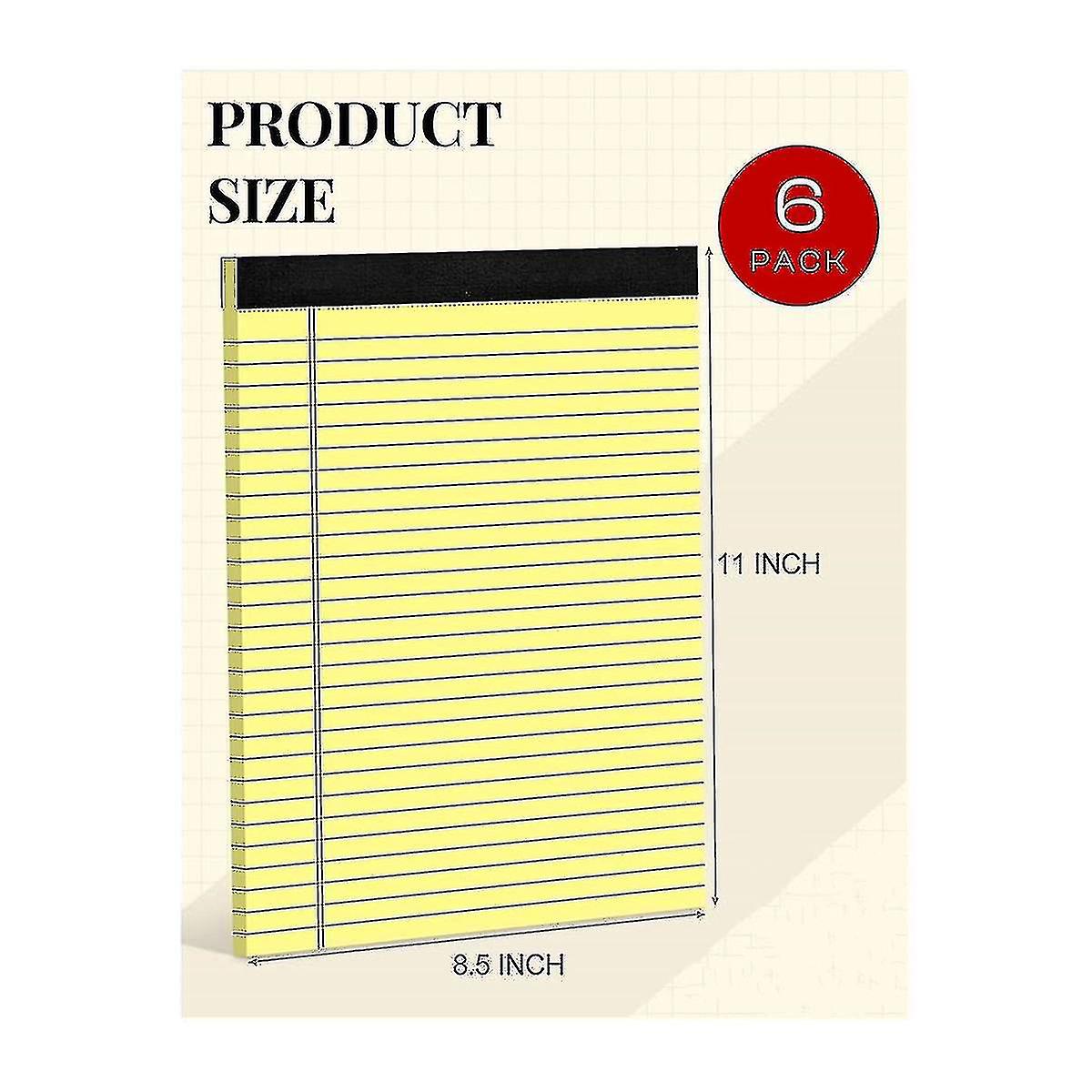 6 Pack Yellow Note Pads 8.5 X 11.75inch Narrow Ruled Lined Writing Note ...