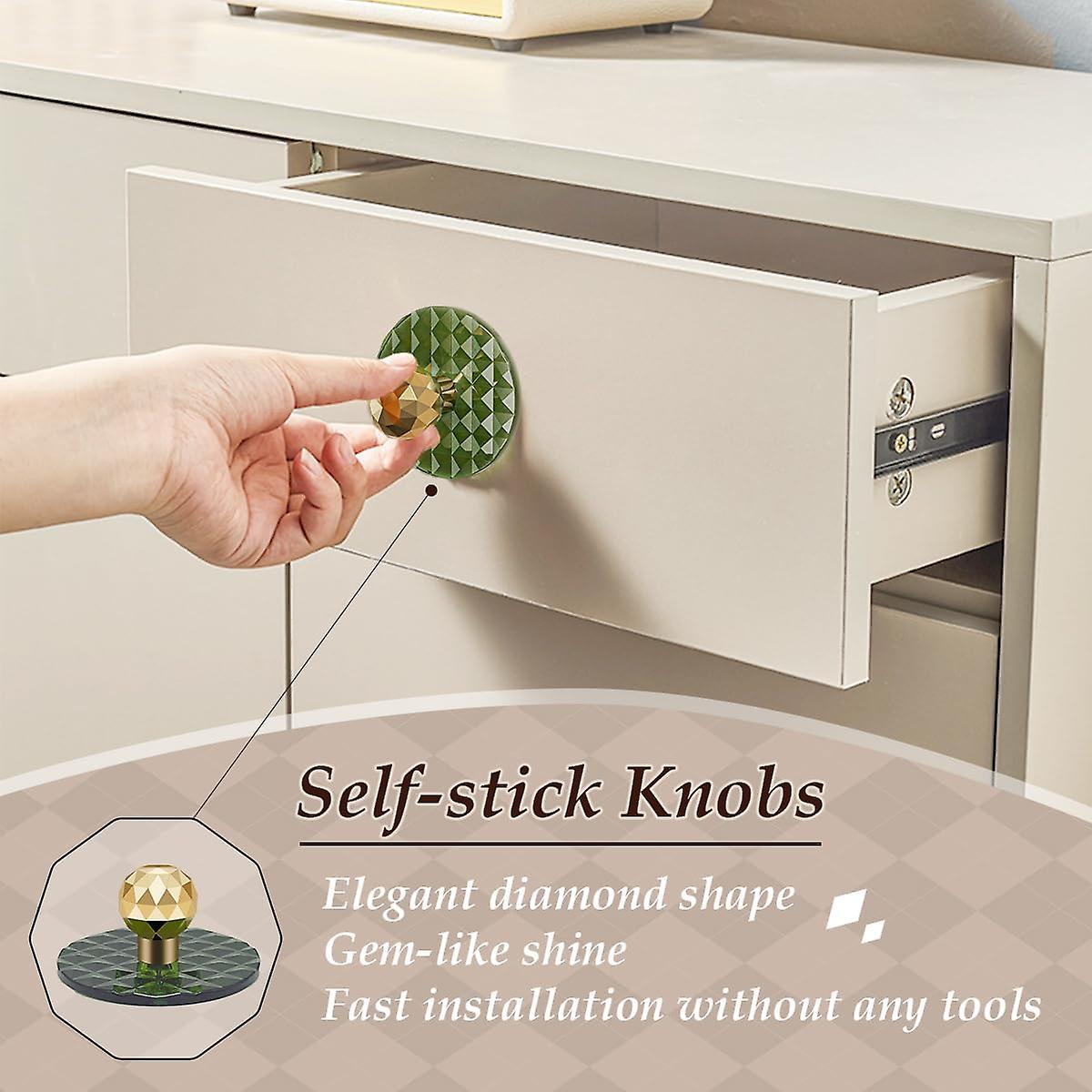 6 Pack Self-Adhesive Knobs for Cabinets Acrylic Diamond Shaped Mirror ...