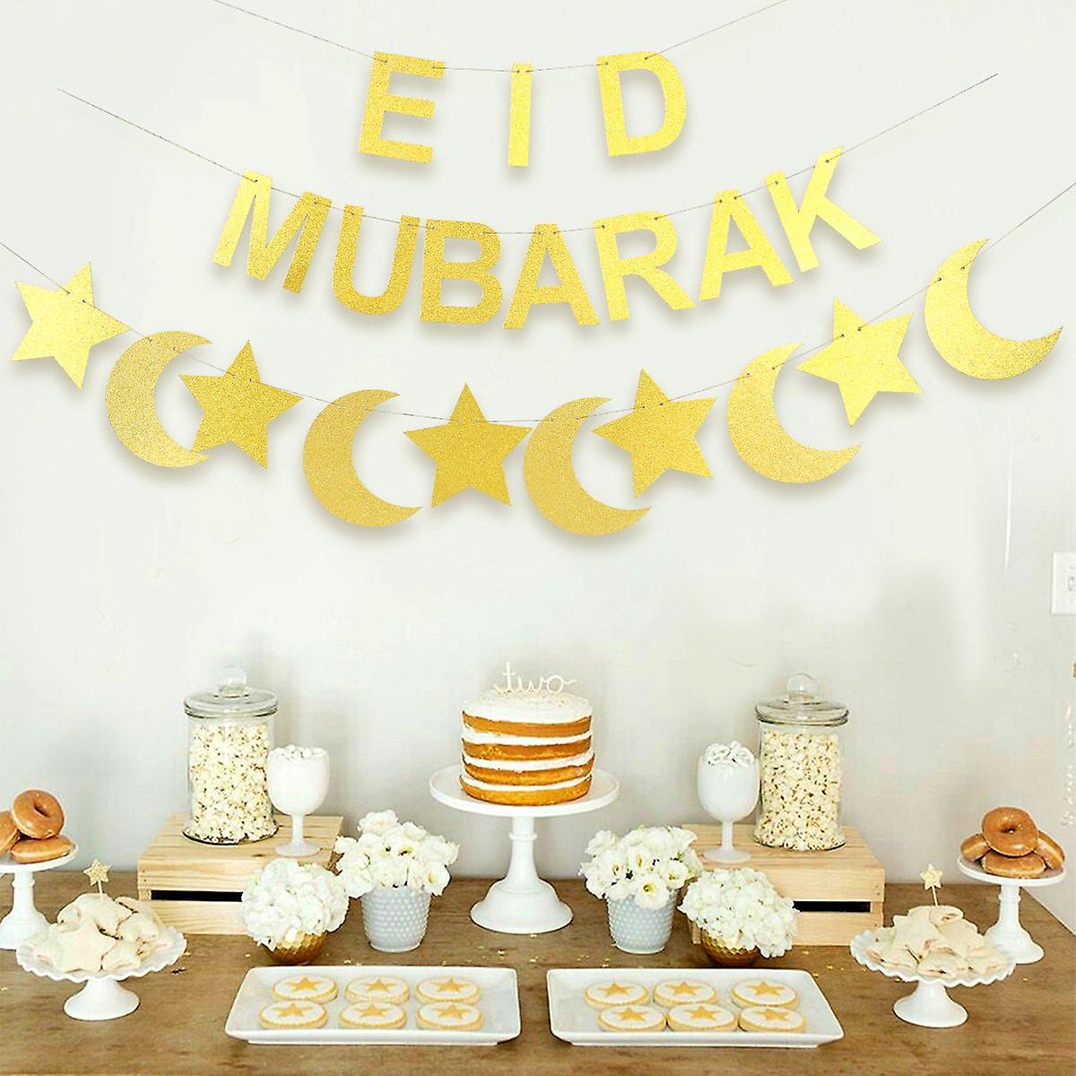 Eid Mubarak Flag Banner Ramadan Decoration For Home Islamic Muslim ...