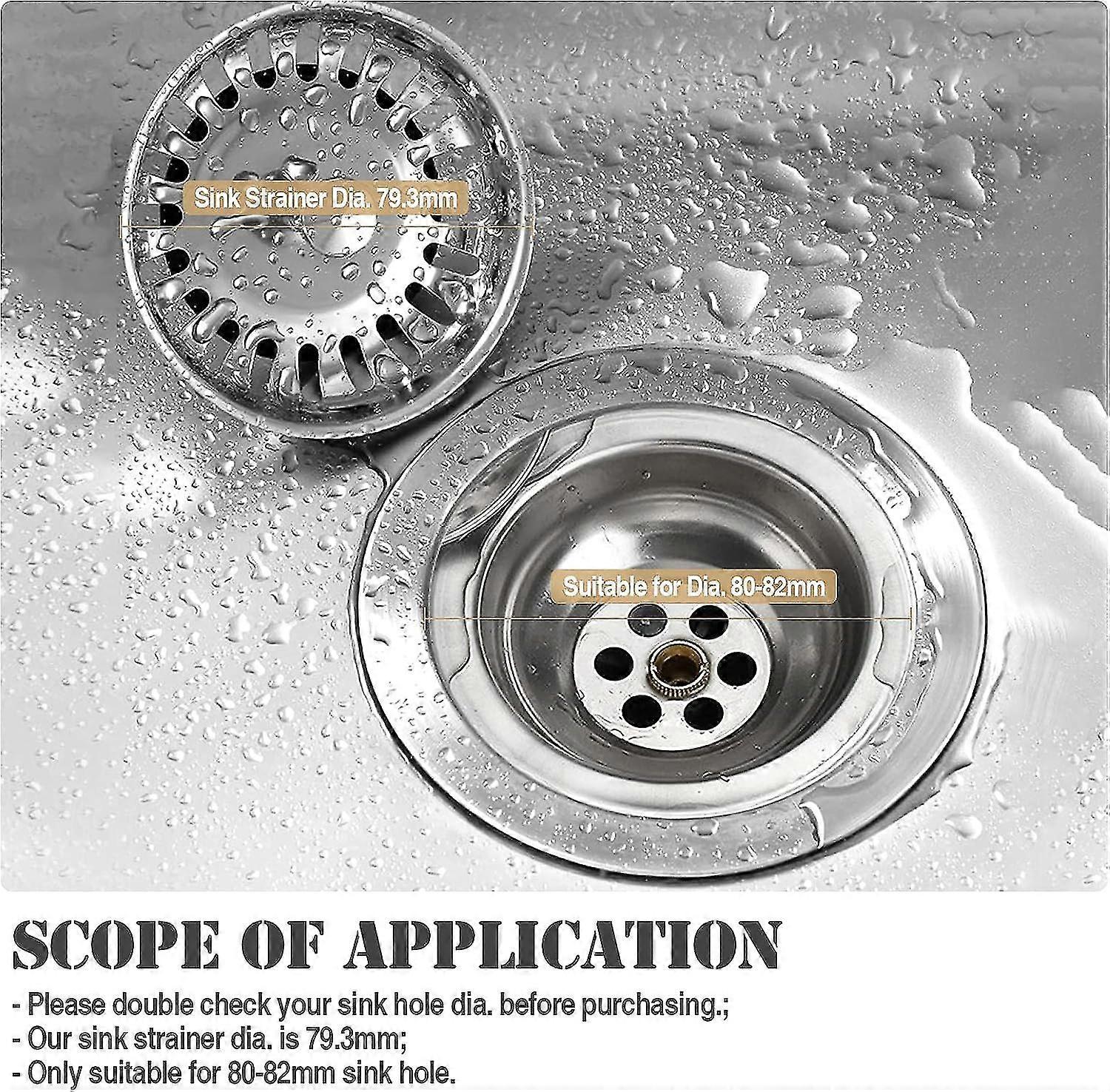 2 Pack Kitchen Sink Strainer Plug, Stainless Steel Sink Drainer Waste ...