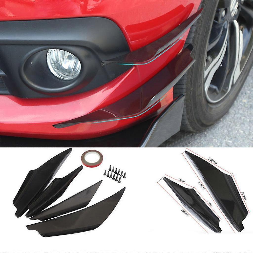 4Pcs Universal Car Front Bumpers Spoilers Set scratch strip Carbon ...