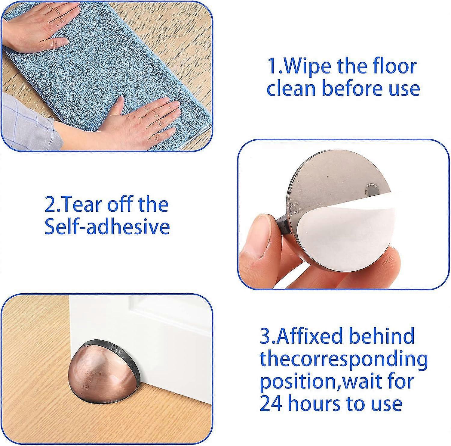 ((Bronze))Set of 6 Adhesive Door Stops/Stops in Stainless Steel, Blocks ...