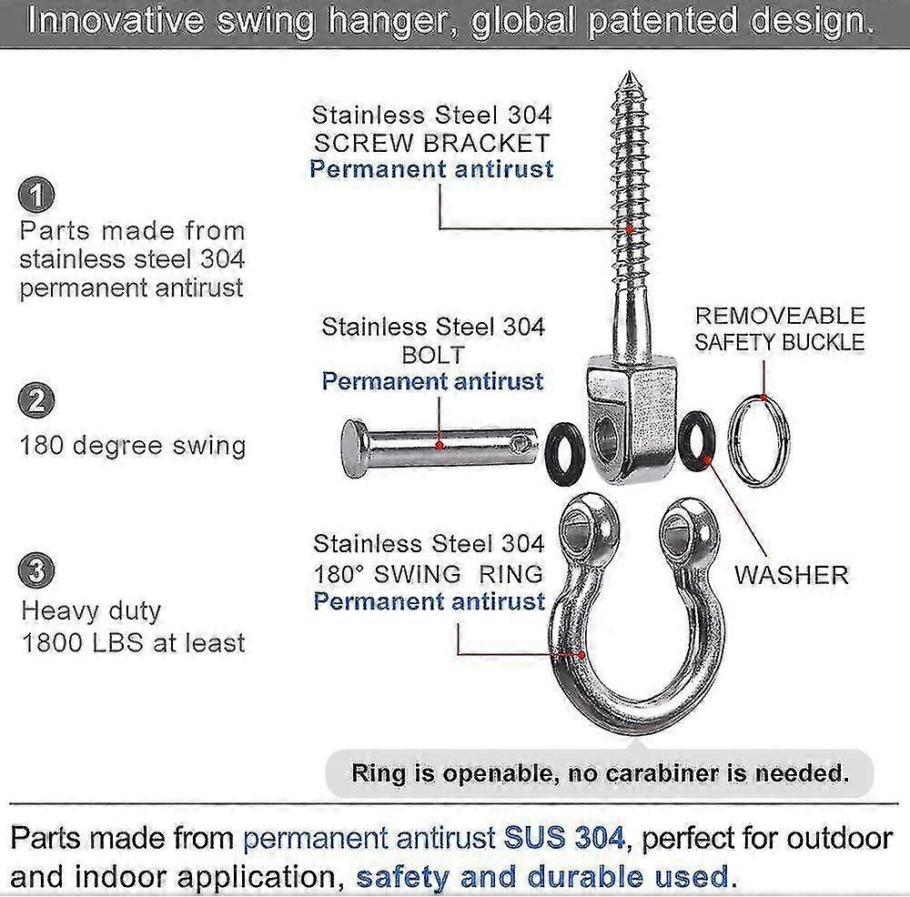 Heavy Duty Swing Hanger - 2pcs Stainless Steel 304 Swing Ceiling Mount ...