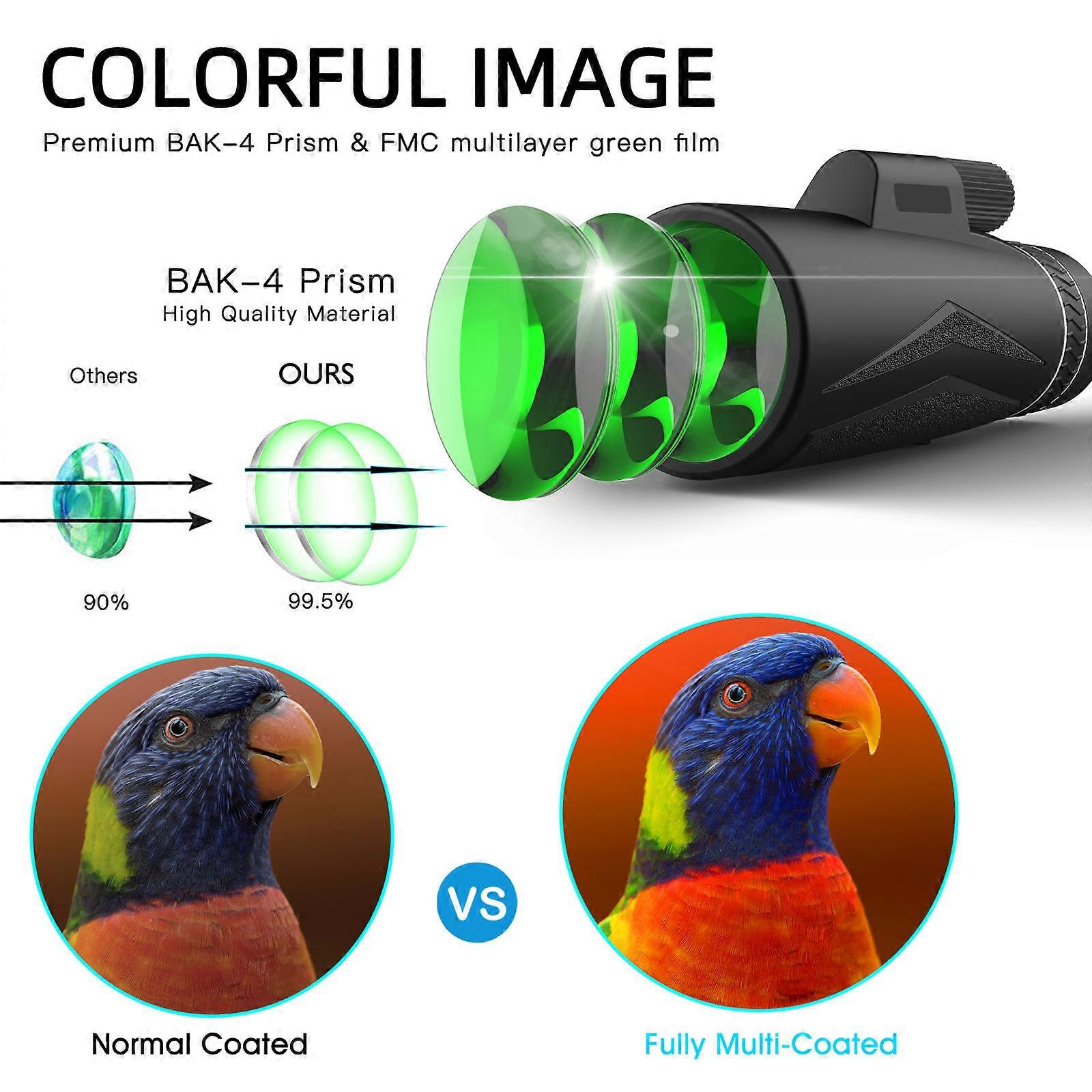 12X50 High Power ED Glass Monocular Telescope with Smartphone Holder ...