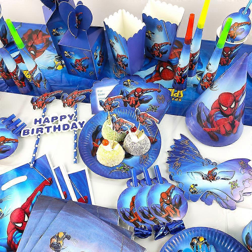 Spiderman Theme Birthday Party Supplies Tablecloth Paper Plate Pull ...