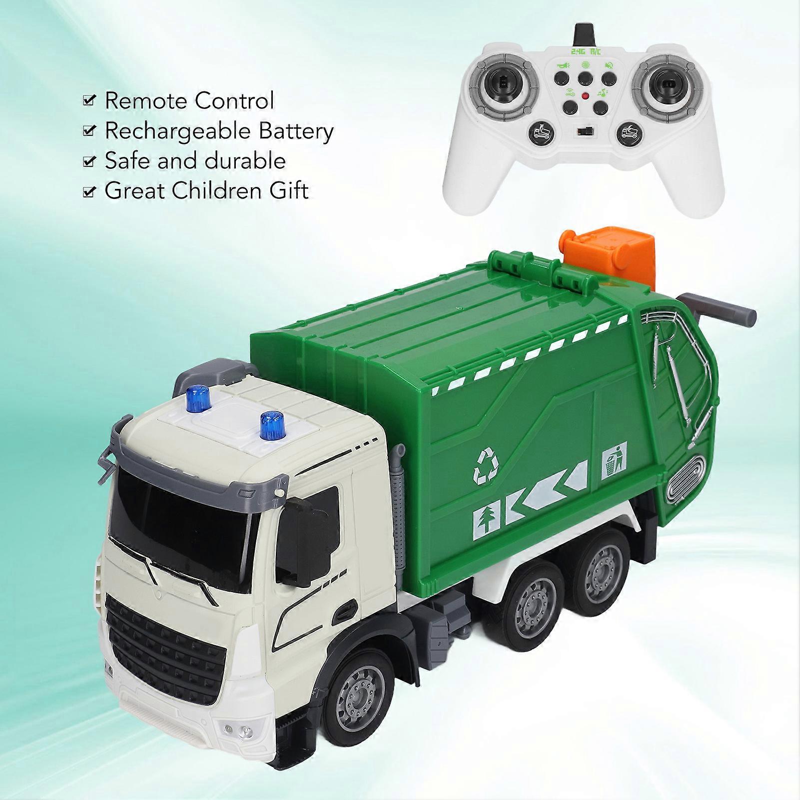 Remote Control Garbage Truck Toy With Sound Light Safe USB Charging Car ...
