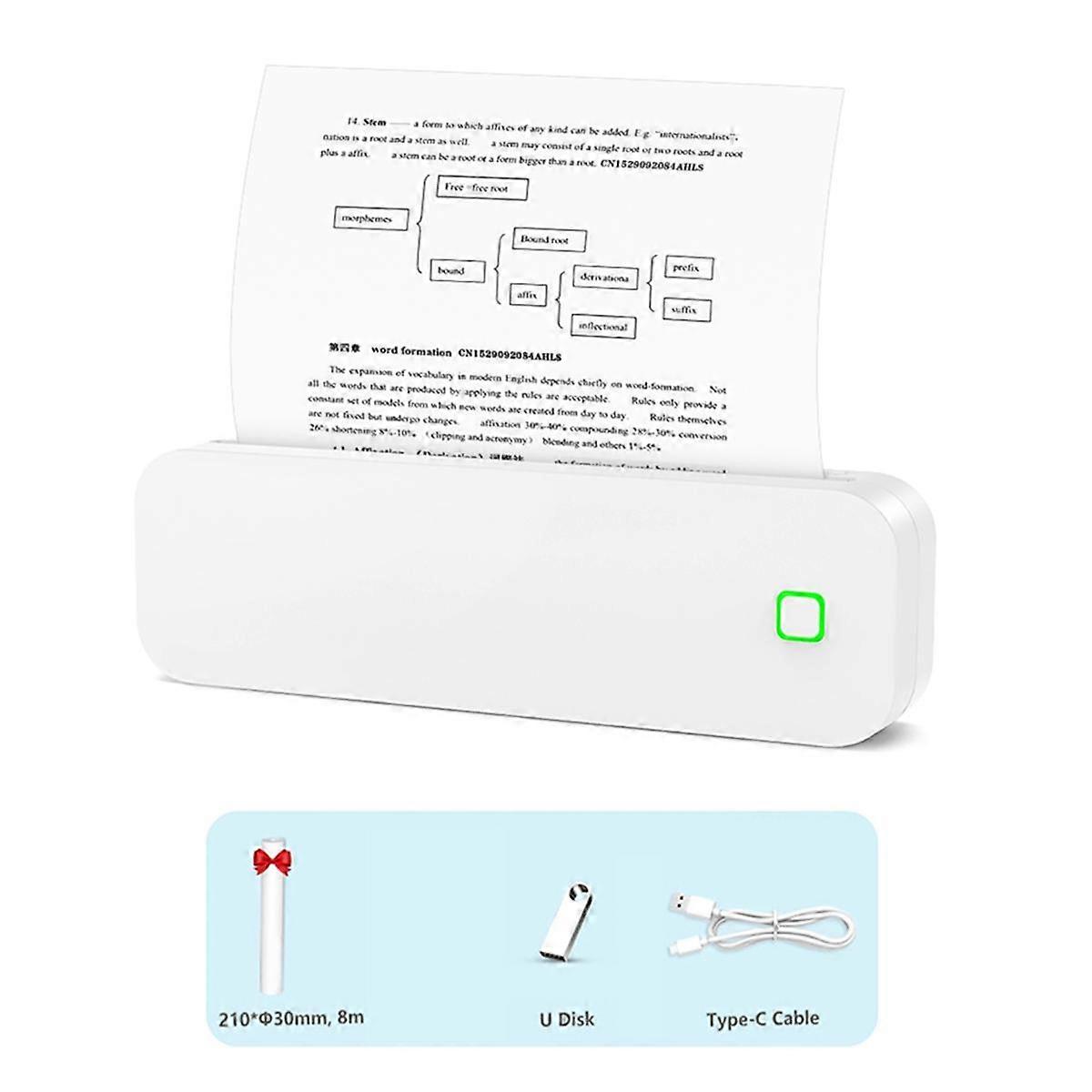 Portable A4 Thermal Printer Inkless for Office Photo PDF Document Memo ...