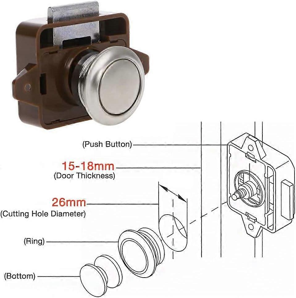 Push Button Latch, 2 Pieces Push Button Latch, Keyless Push Button Lock ...