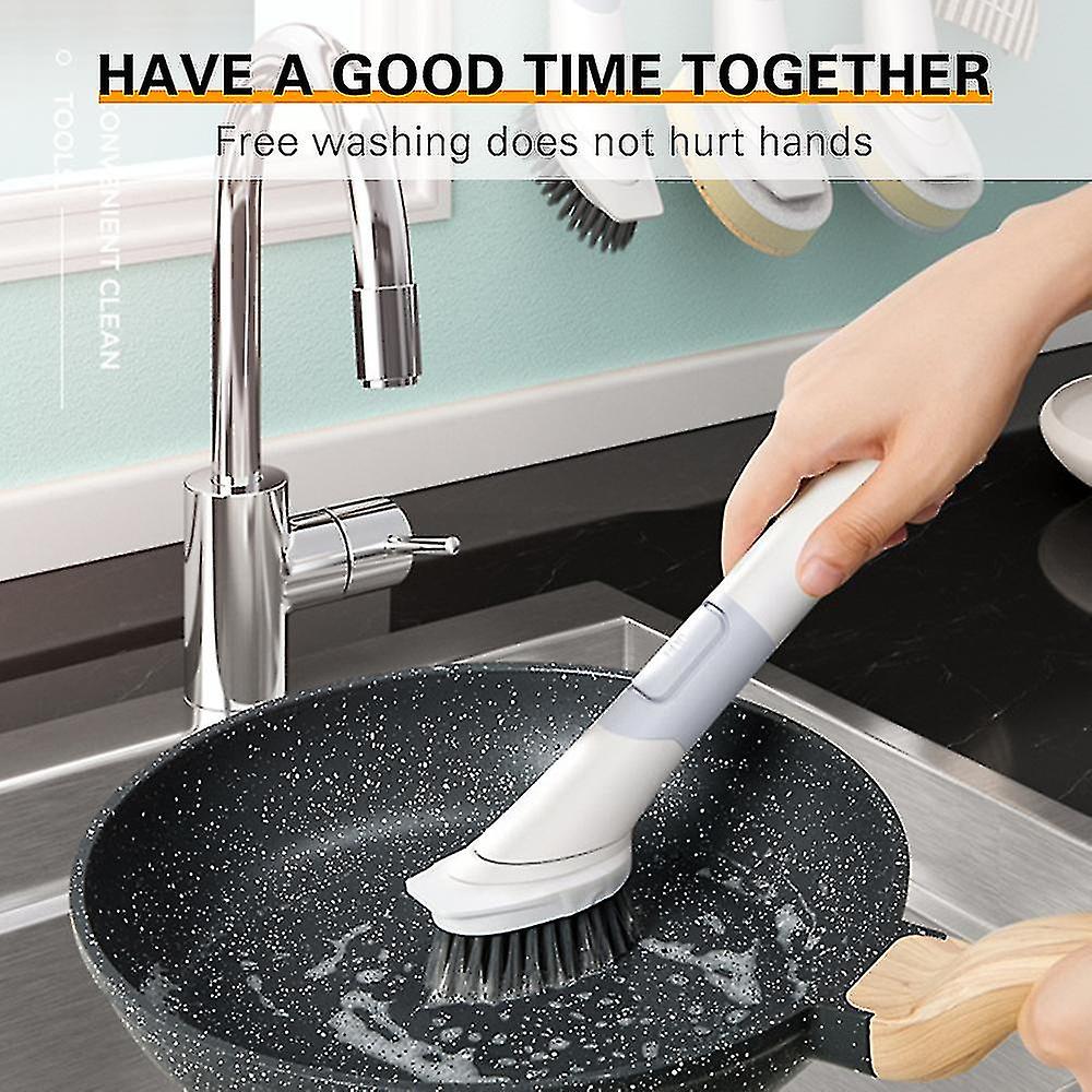 Dish Brush With Soap Dispenser Replaceable Brush Head Kitchen Brushes ...