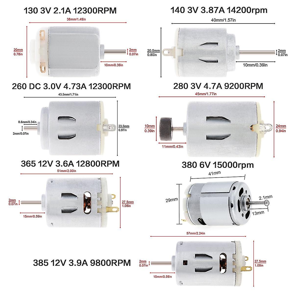 Rs365 Dc Motor 3v 6 V 12v130 260 280 380 385 High Speed Carbon Brush ...