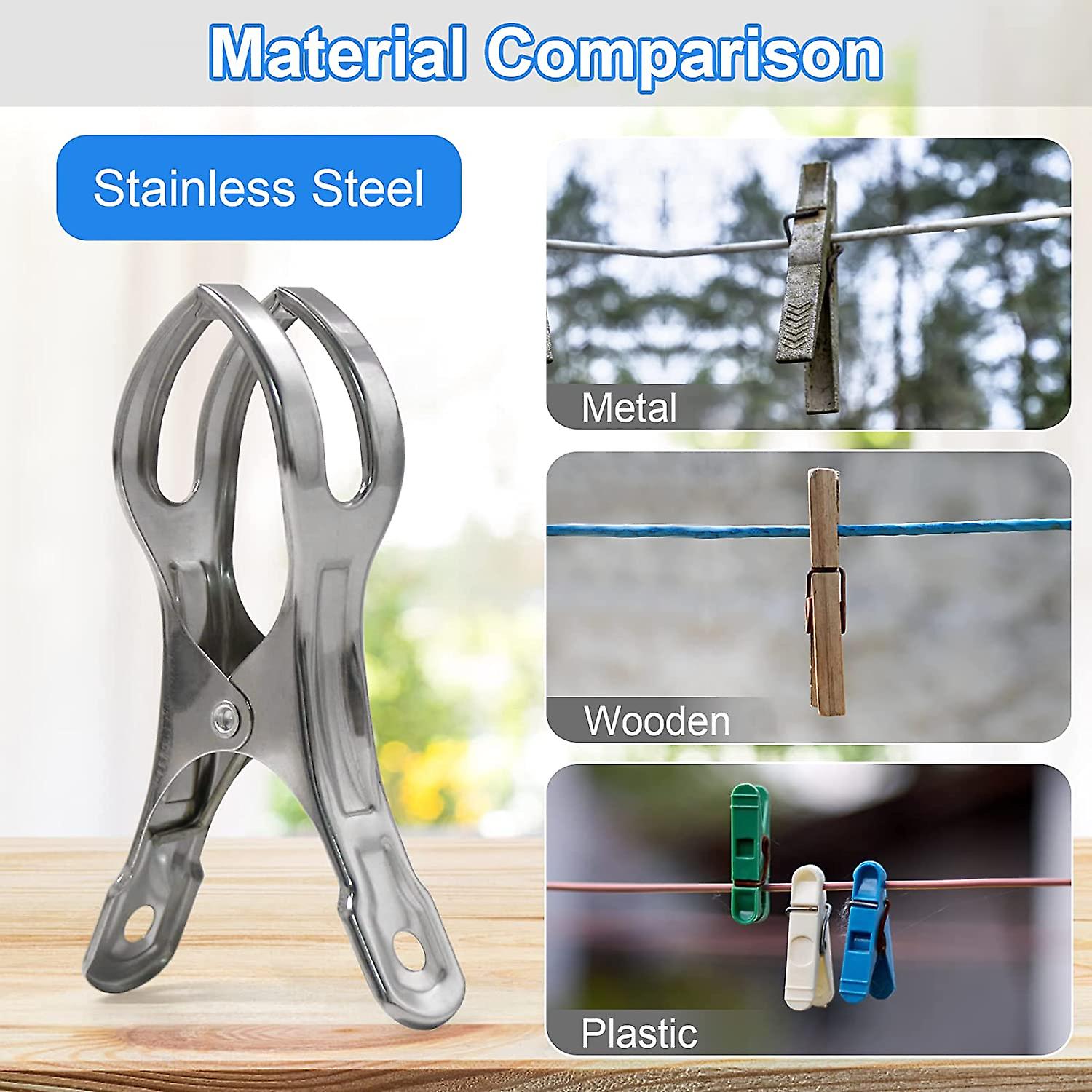 10 Pcs Beach Towel Clip Stainless Steel Metal Chair Clip Large Heavy ...