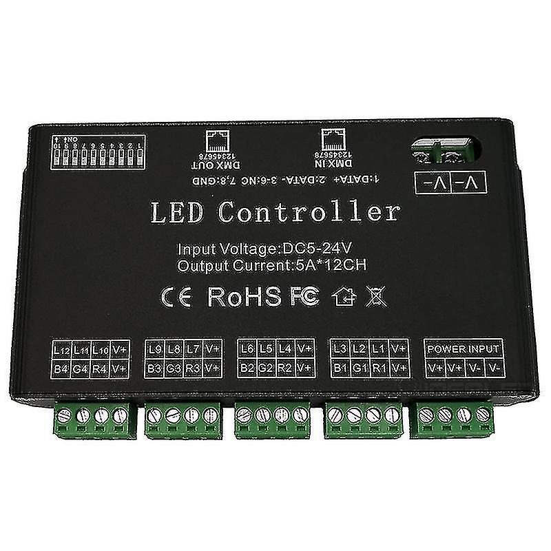 12 Channel Dmx Decoder Rgb Led Controller 60a Pwm Dmx512 Dimmer Driver ...