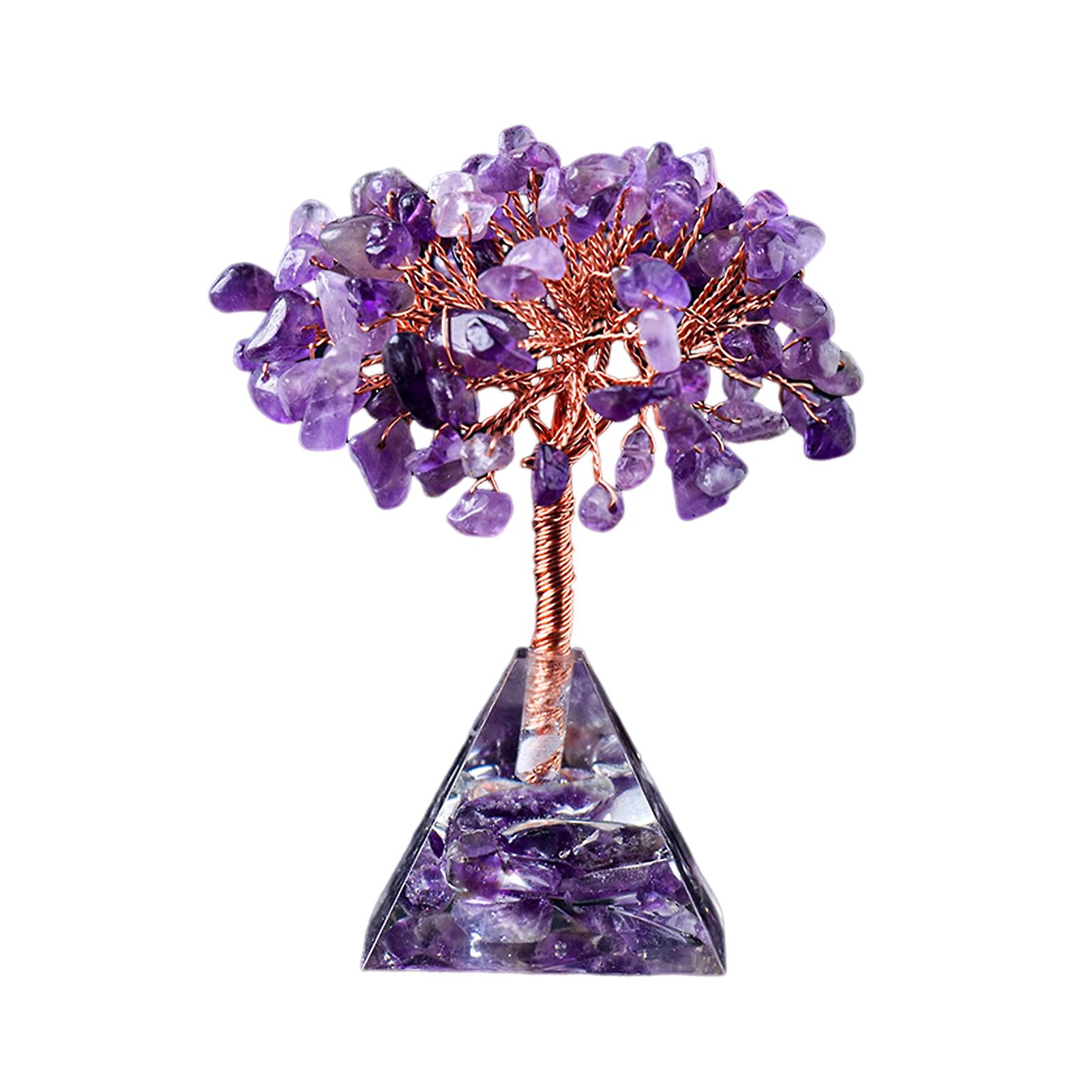 Natural Stone Tree Figurine with Base Positive Healing Energy Copper ...