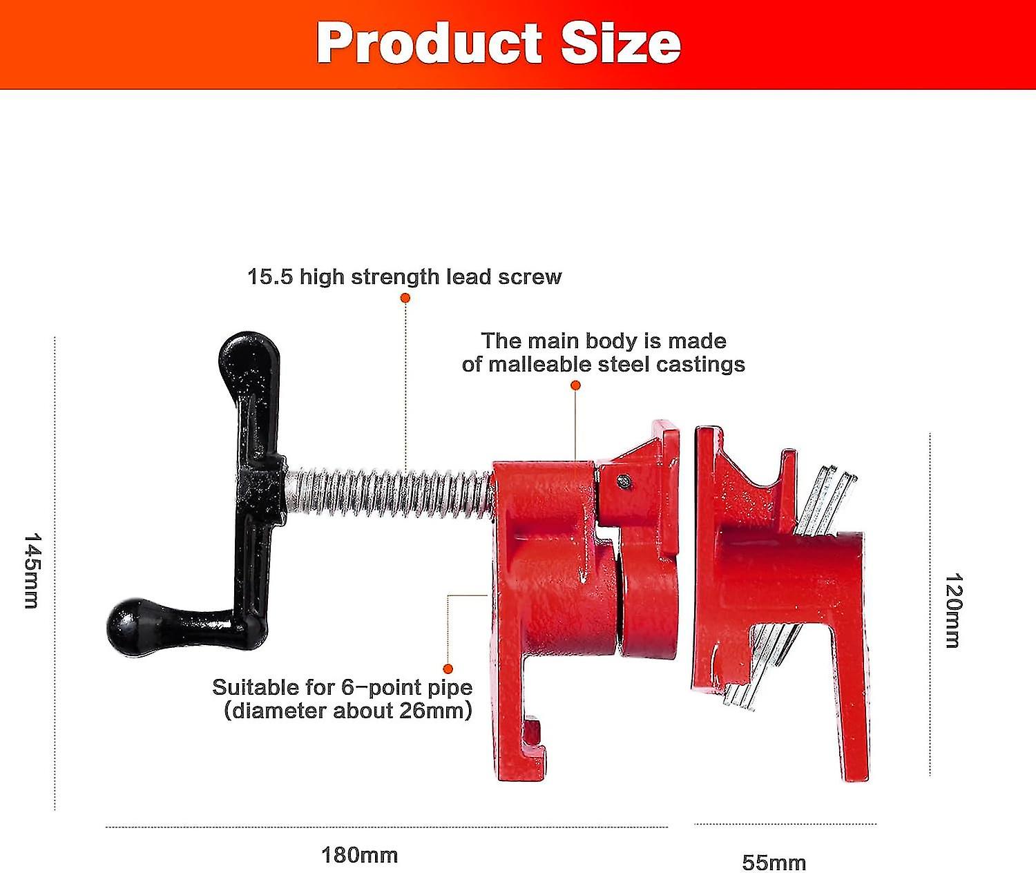 3/4 Pipe Clamps Woodworking Set, 1 Set Heavy Duty Wood Pipe Clamps ...