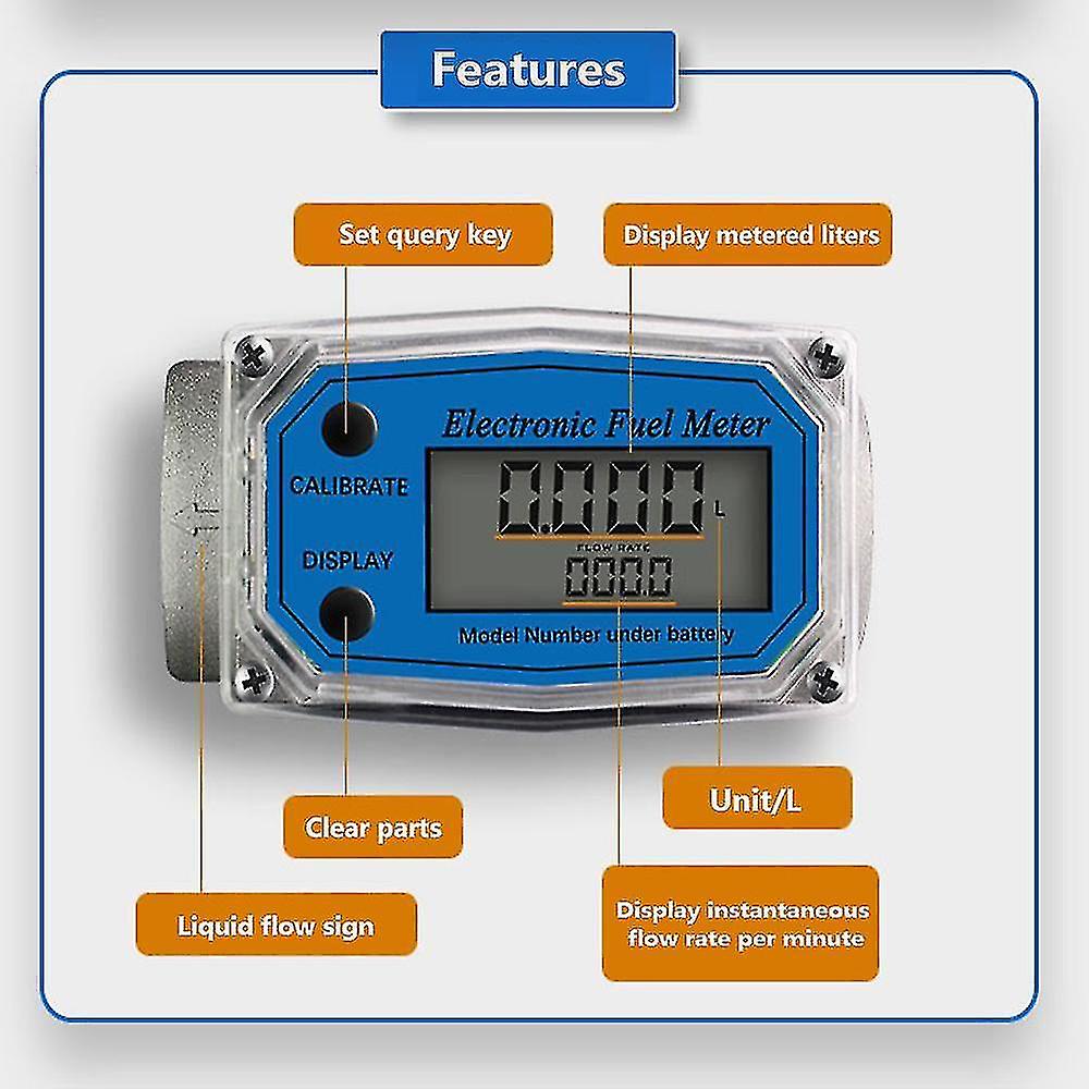 Flow Meter Digital Fuel Gauge Flowmeter K24 Methanol Diesel Gasoline ...