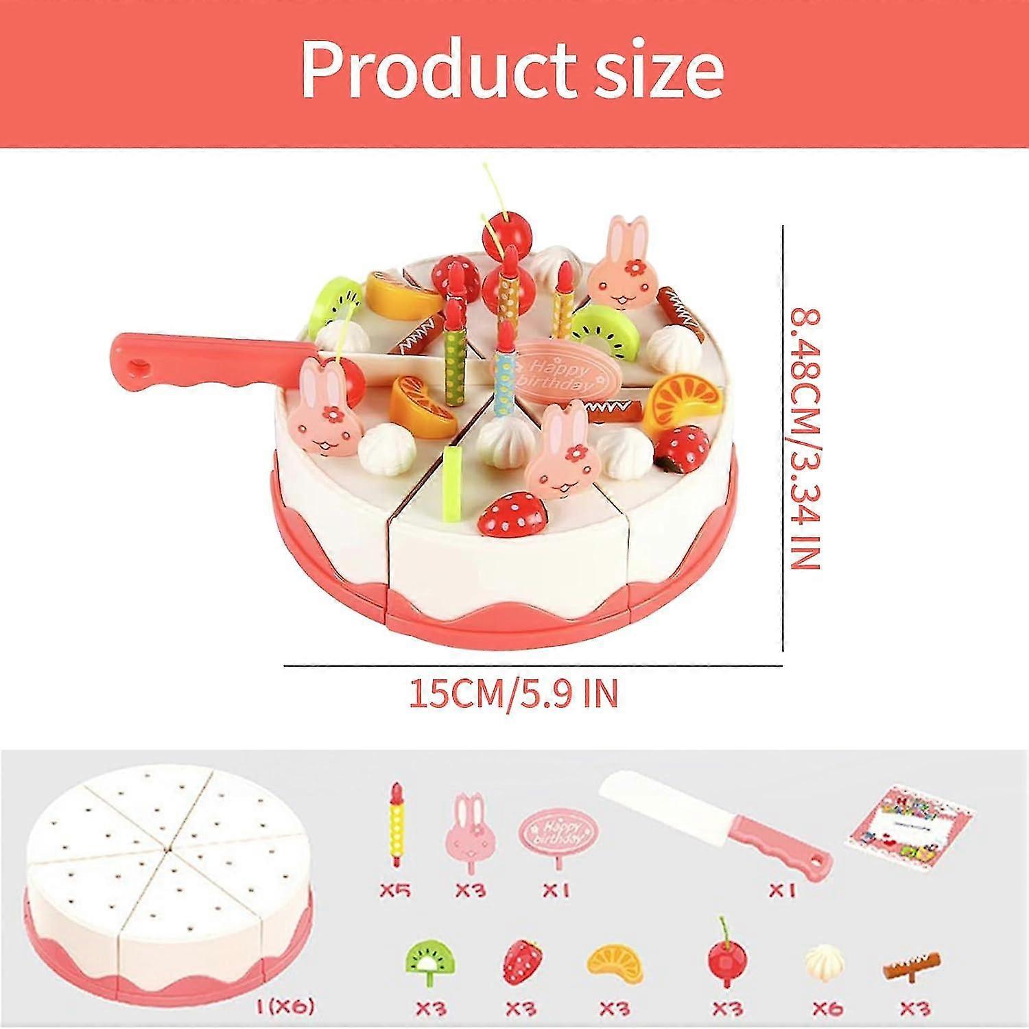 Kids Birthday Cake Toy, 38Pcs Pretend Birthday Cake Cutting and ...