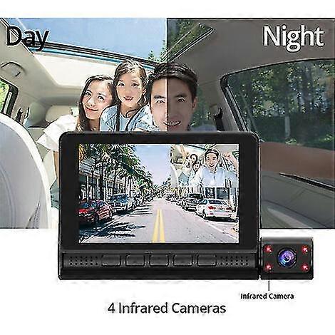 1296P Three Channel Front Rear and Interior Dash Cam with IR Night ...