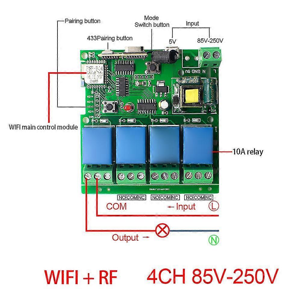 Remote Control Switch Relay Module 4 Channels Voice Controlling Relay ...