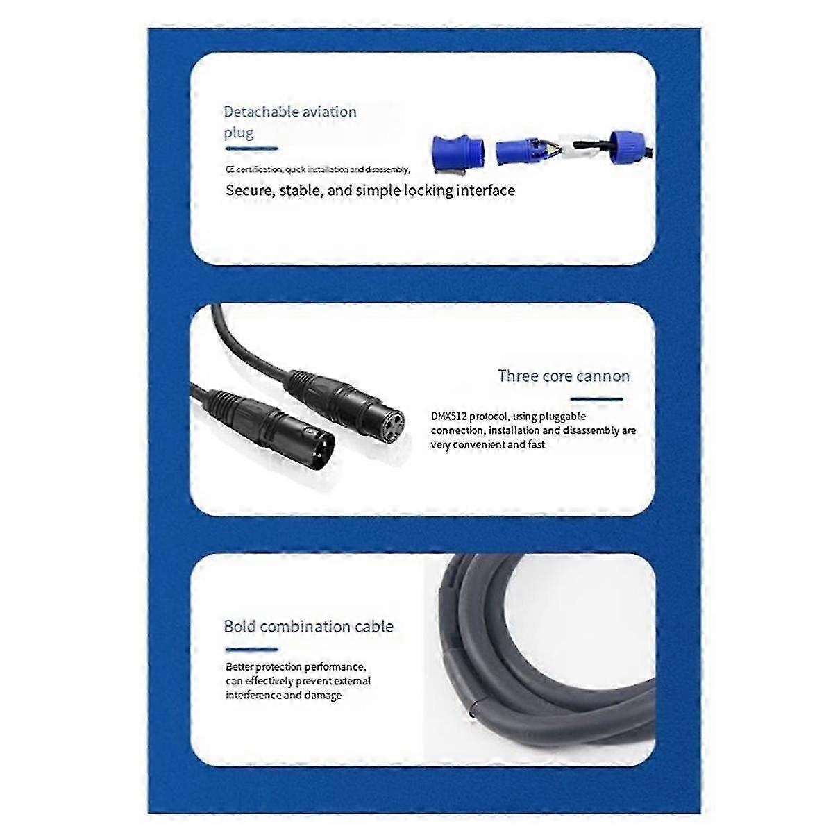 DMX Powercon Cable Combination of Powercon Plug and DMX XLR Signal Line ...