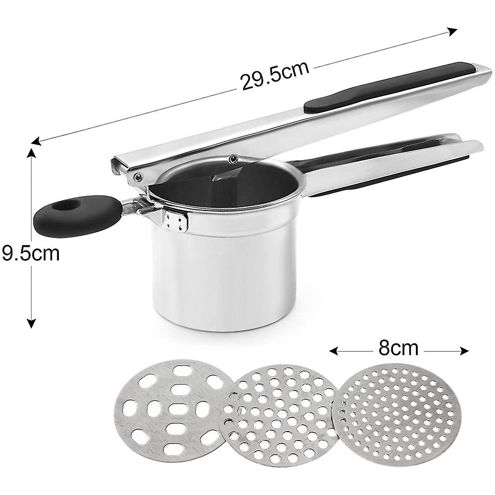 Potato Press Stainless Steel, Potato Masher With 3 Perforated Discs For ...