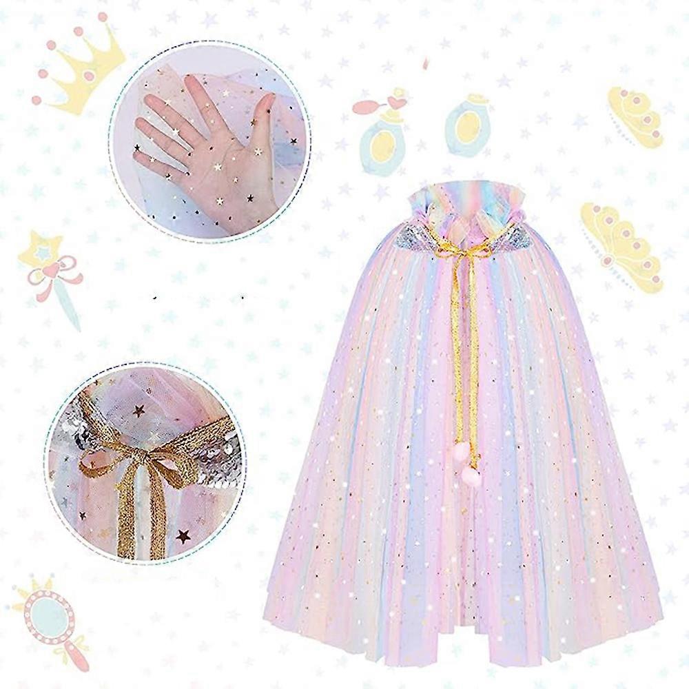 Princess Cape Children Girls Princess Costume with Crown, Halloween ...