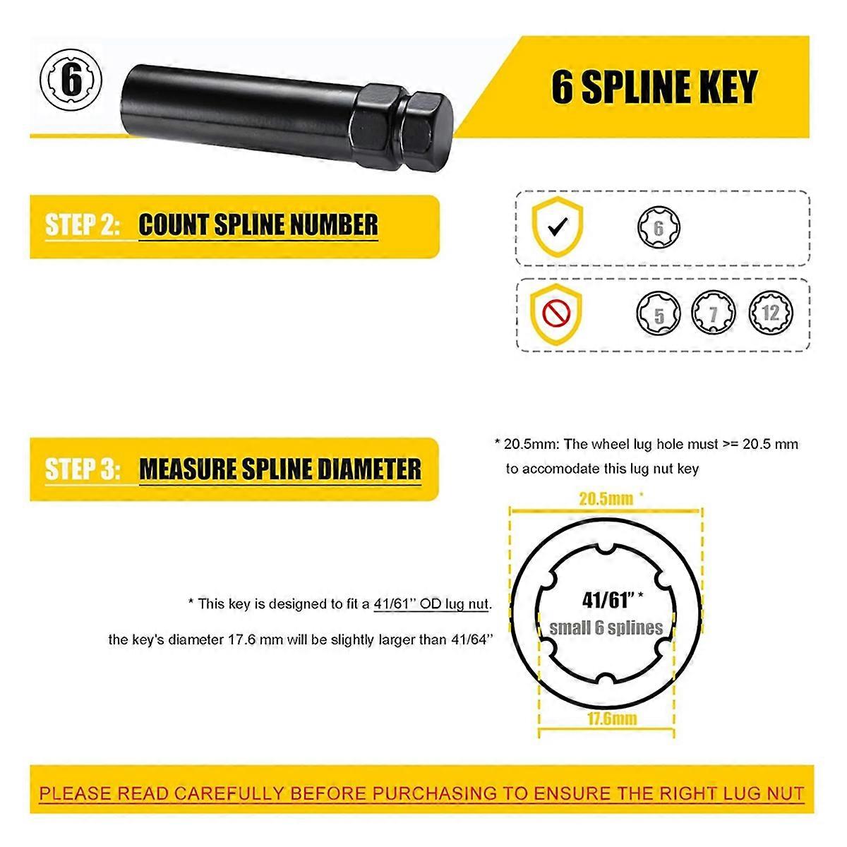 7 Spline Lug Nut Key 6 Spline Lug Nut Socket Removal Tool, 2 PCS Dual ...