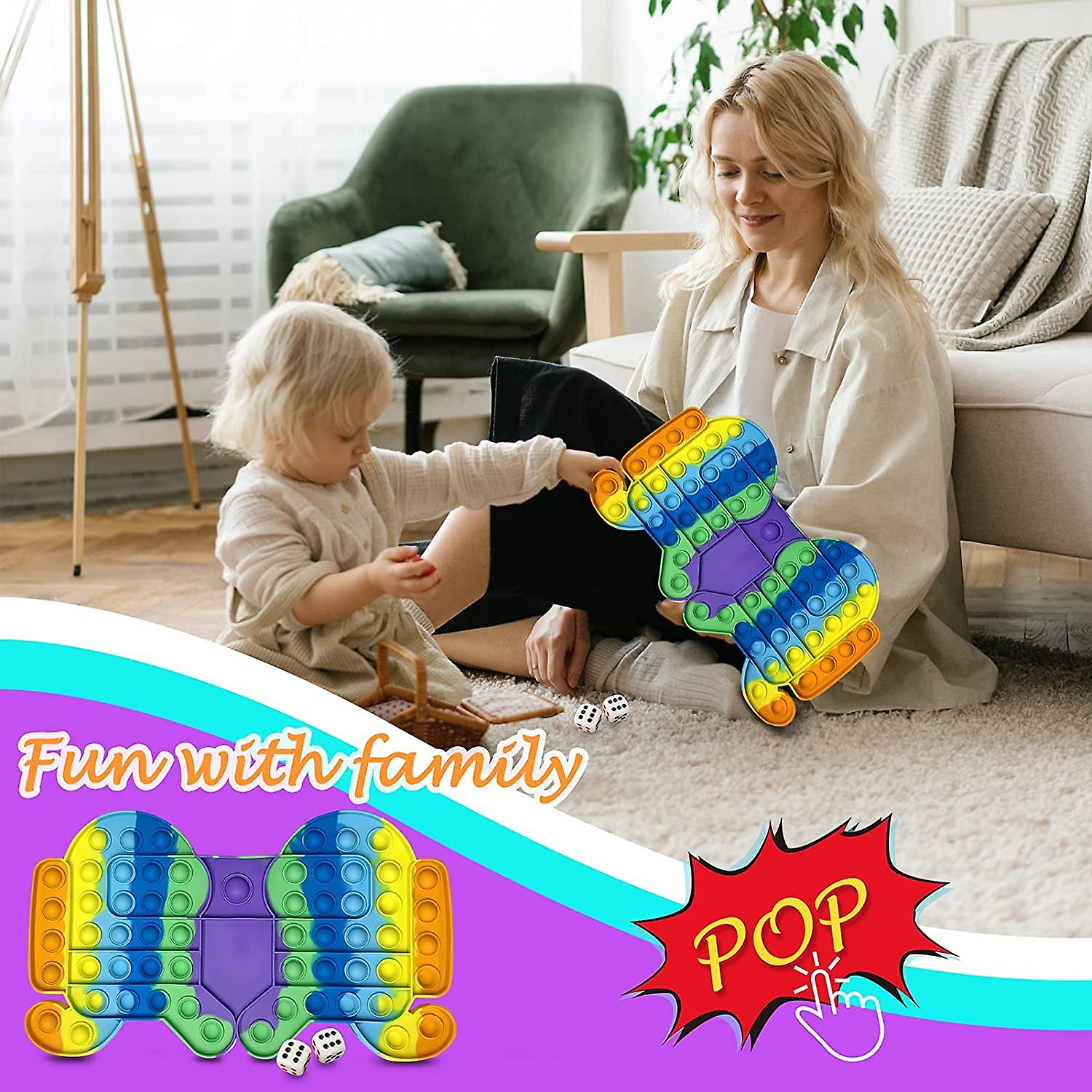 Big Size Pop Game Board Fidget Toy, Rainbow Chess Board Push Bubble ...