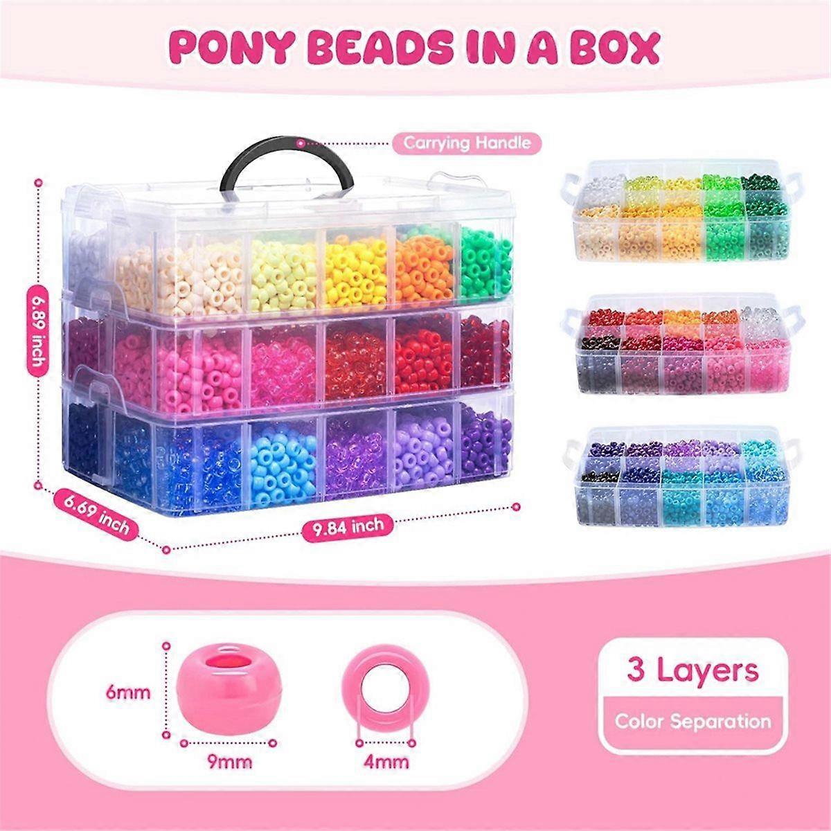 10000Pcs Beads Bulk, 30 Colors Rainbow Kandi Beads for Hair Braiding ...
