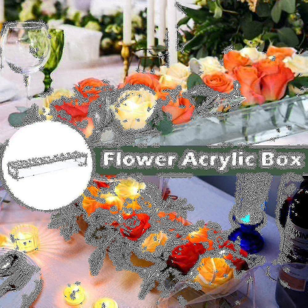 Clear Acrylic Flower Vase Rectangular Floral Centerpiece For Dining Table Long Rectangle