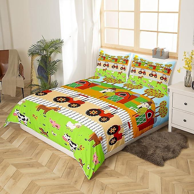Cartoon Farm Animal Bedding Set Kids Farmhouse Microfiber Bedding Duvet ...