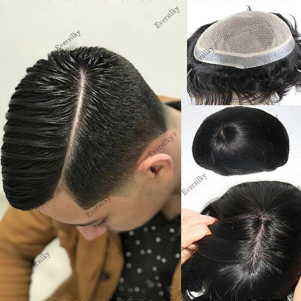 Silk Base Men's Toupee With Poly Around Natural Scalp Looking Bleached ...
