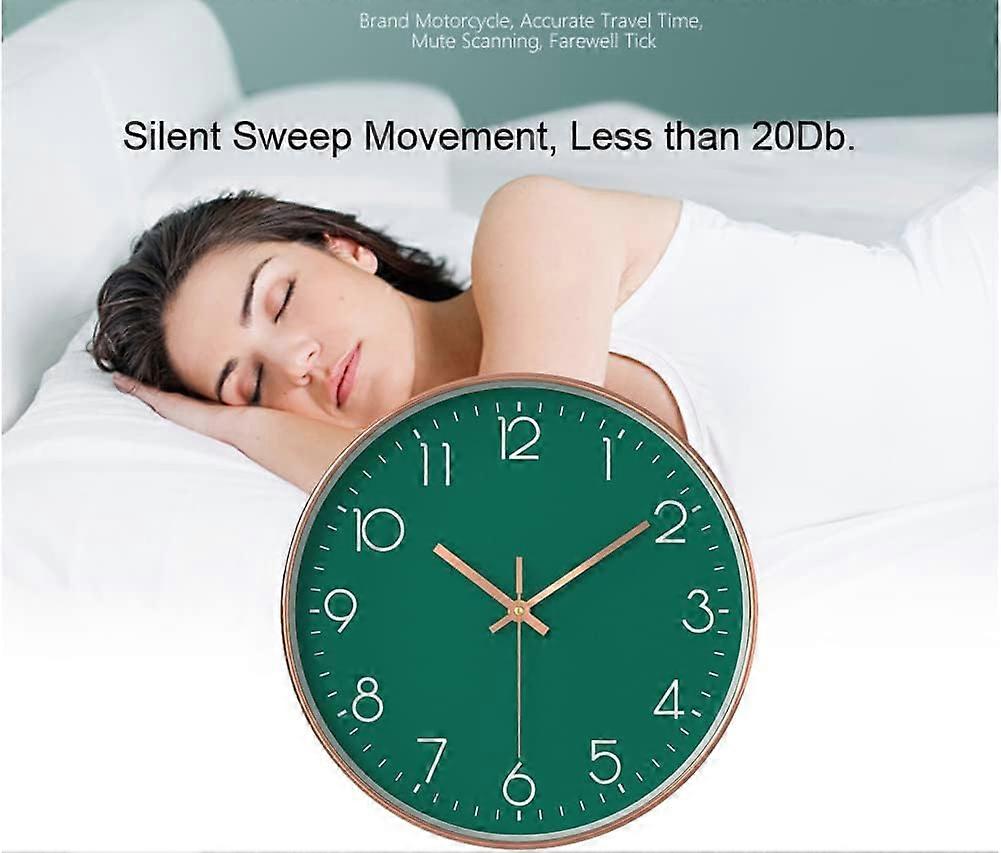 Silent Wall Clock 12 Inch Kitchen Clock Quartz Battery Operated Round ...