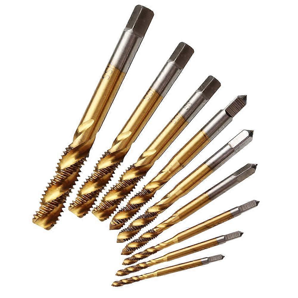 9pcs Machine Screw Tap Set Titanium Spiral Flute Drill M2 M2.5 M3 M4 M5 ...