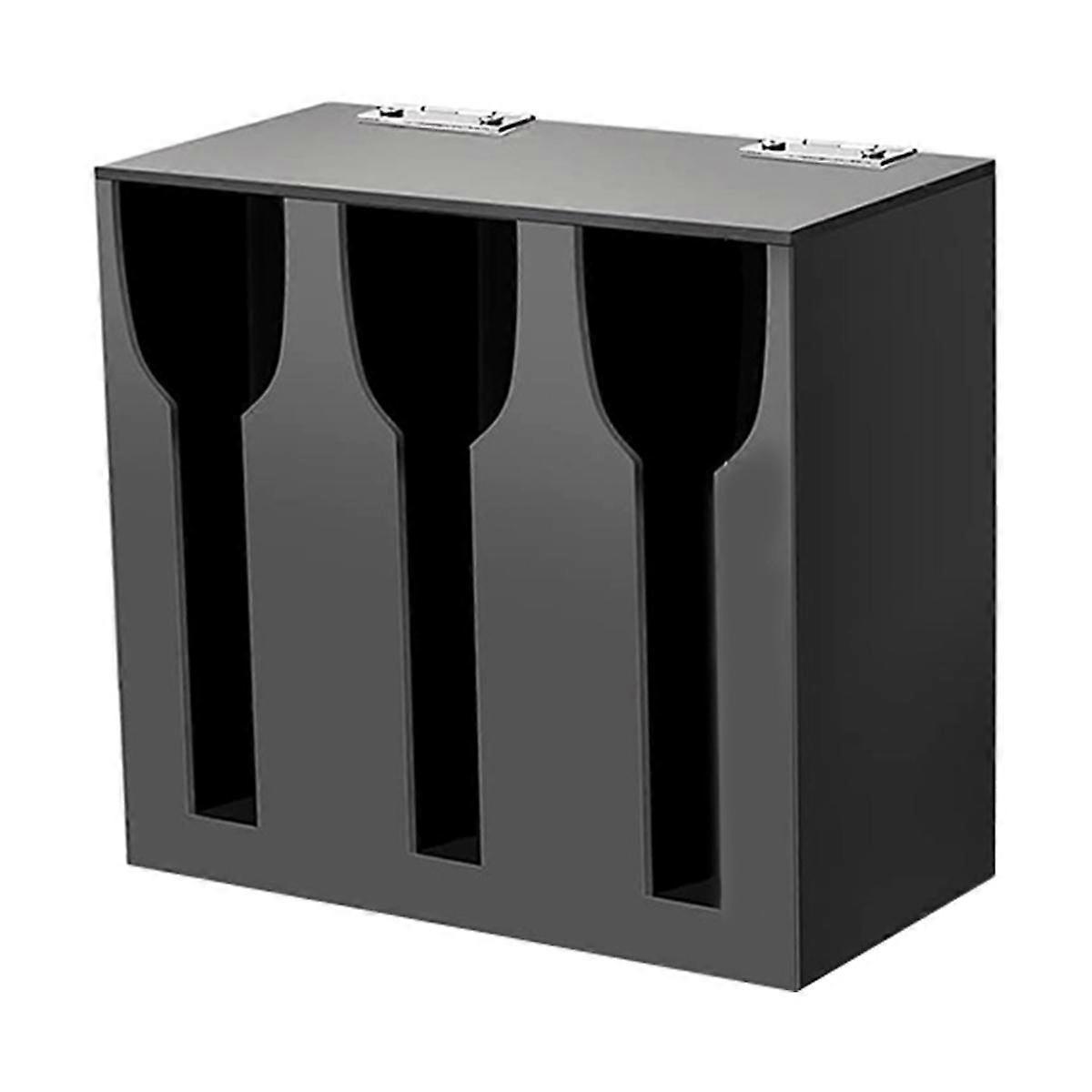Acrylic Utensil Dispenser Cutlery Organizer with 3 Compartment Black ...