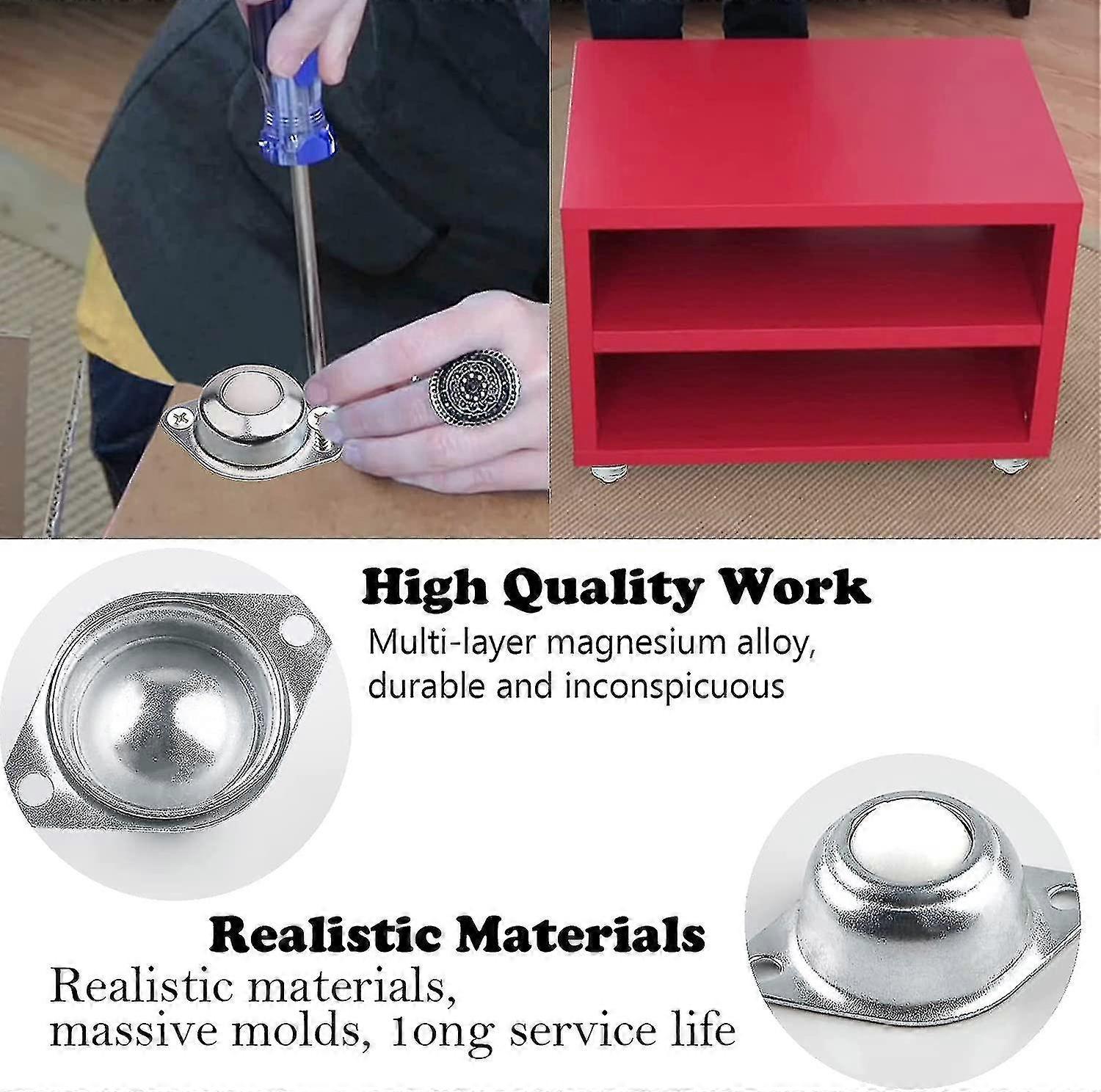 6 Pieces Ball Caster Wheels, Transport Bearing Furniture Rollers, Flat ...