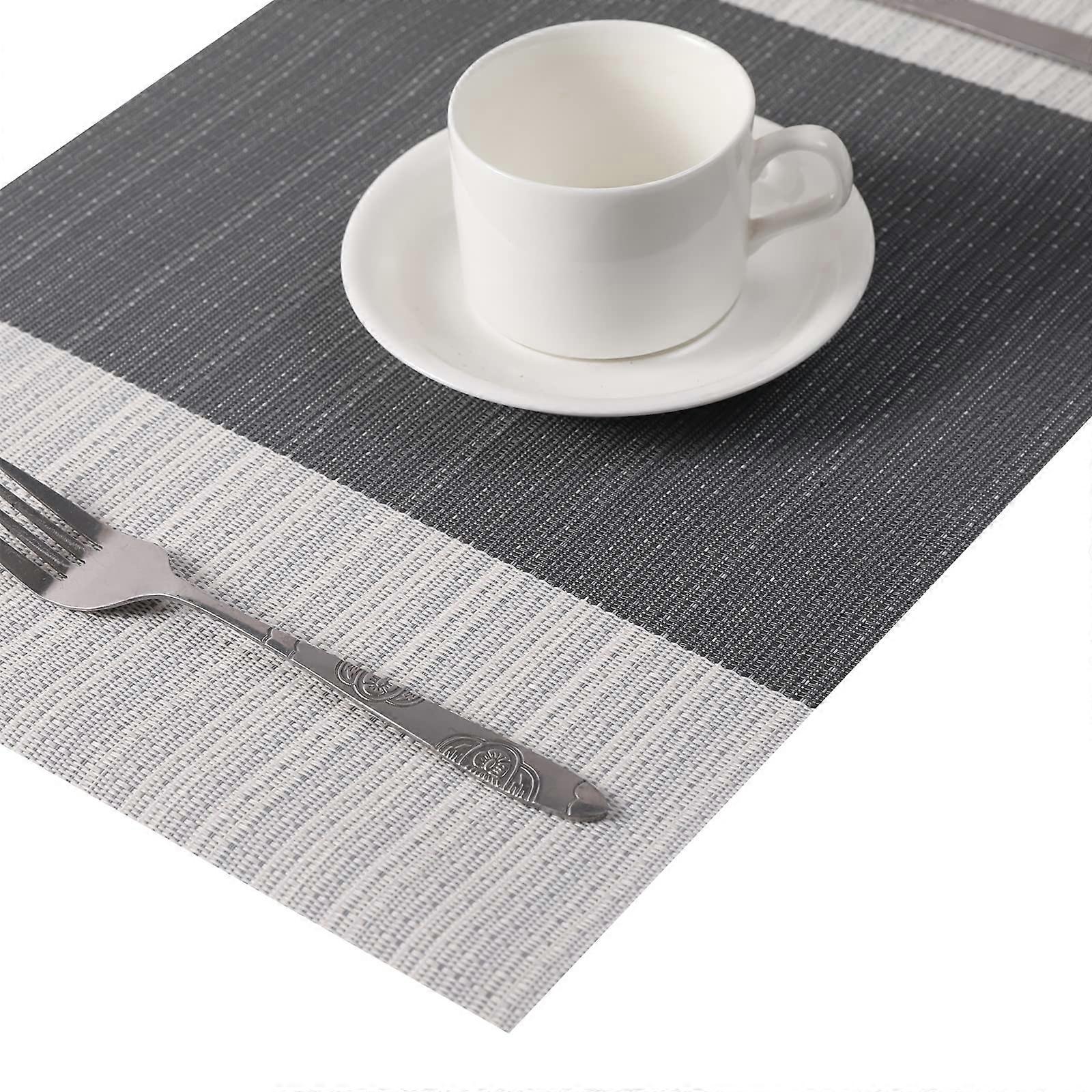Placemats,Place Mats Set of 6 Black + White,Table Mats, Heat Resistant ...