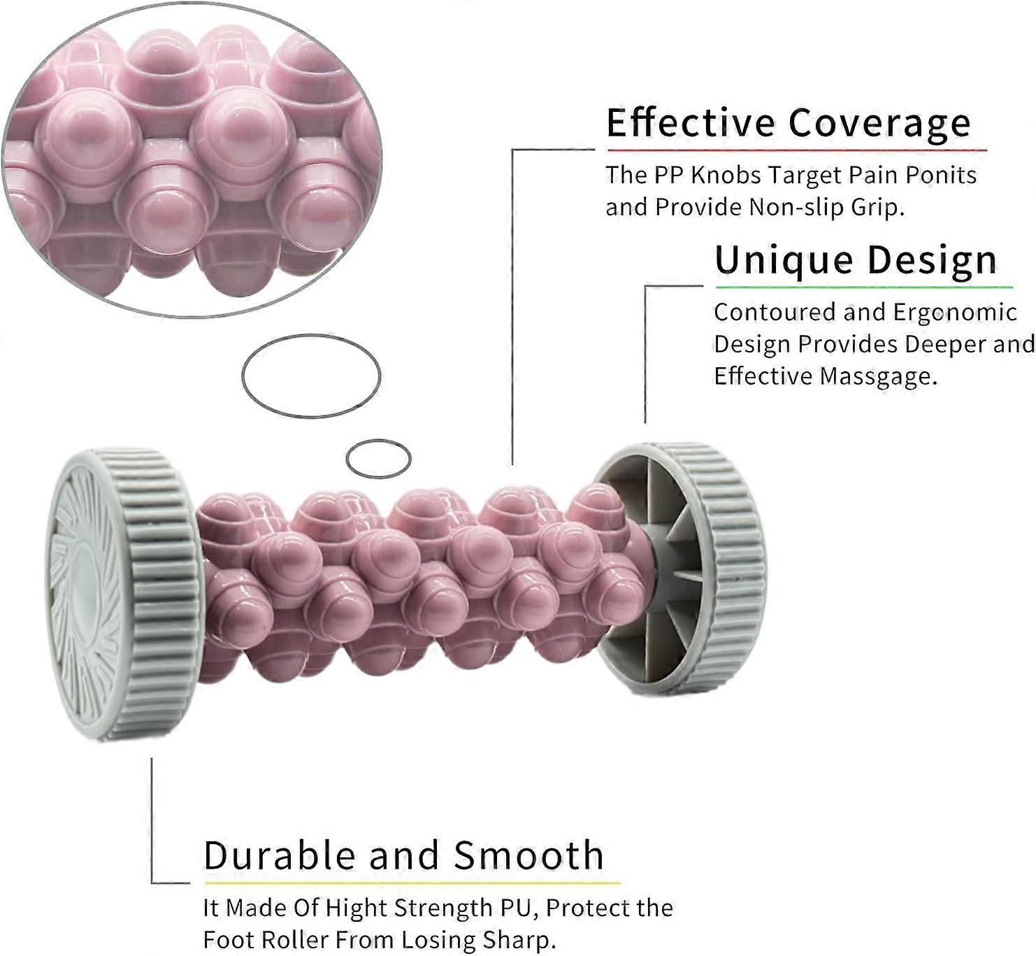 Pink-Foot Massager Roller for Plantar Fasciitis, Deep Tissue Plantar ...