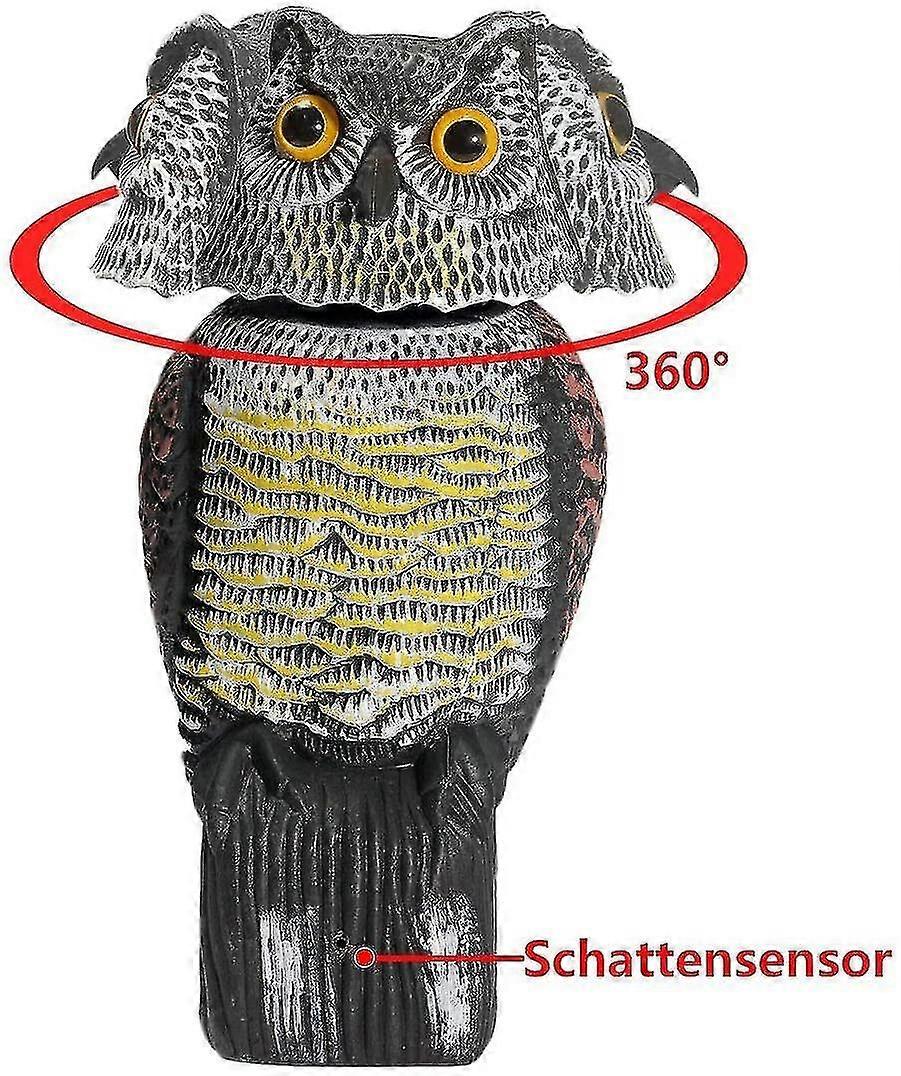 Bird Scarecrow Owl 360 Rotate Head To Scare Birds Realistic Horrible ...