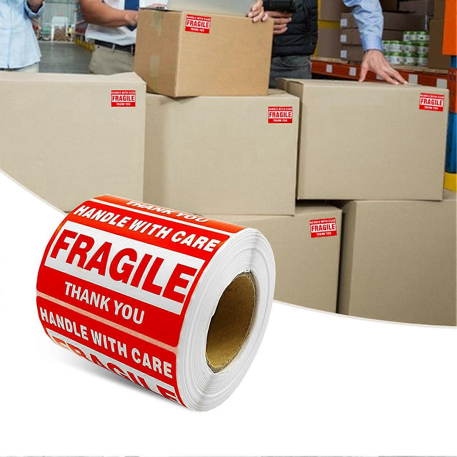 500Pcs/Roll Fragile Label Sticker Red White Handle with Care Fragile ...