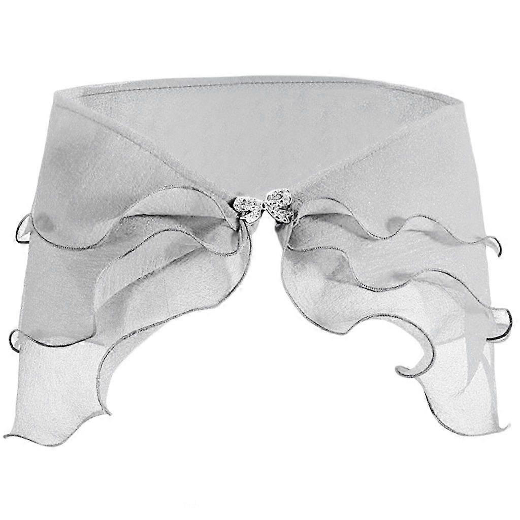 Women Layered Gauze Shawl Wrap Shrug for Rhinestone Buckle Wedding ...