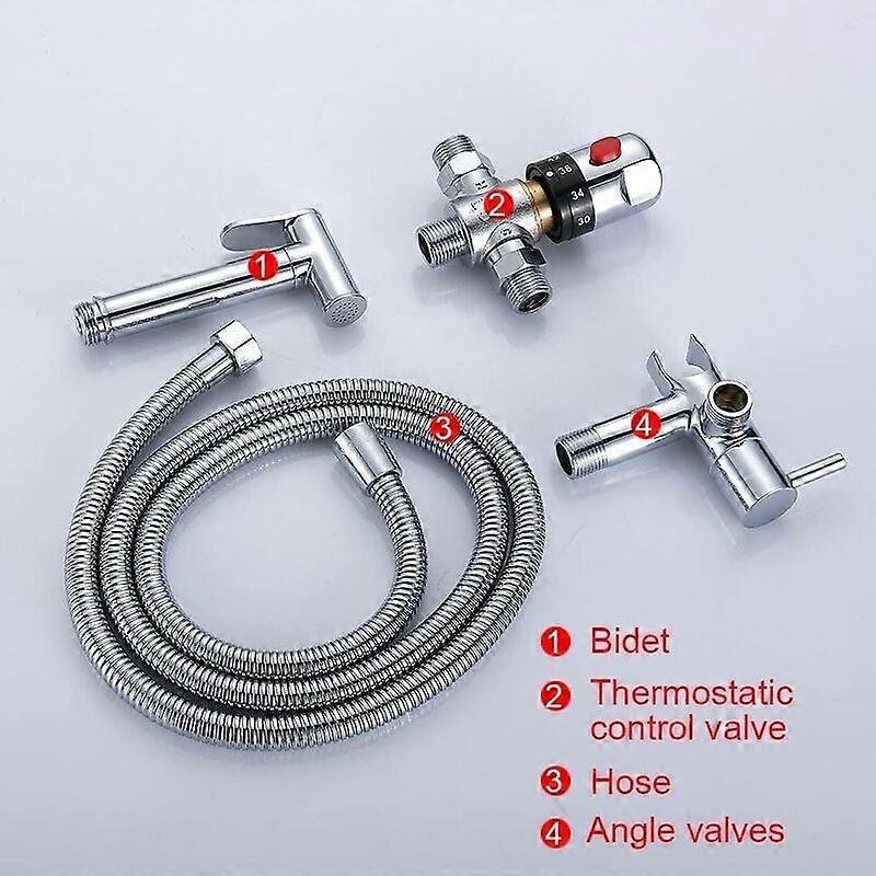 Toilet Shower Mixer Kit, Thermostatic Hand Shower in Chrome Anti-Scald ...